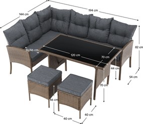 Zahradní ratanový set, přírodní/světle šedá, RANDI
