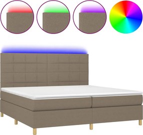 Box spring postel s matrací a LED taupe 200x200 cm textil 3135465