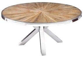 Massive home | Kulatý jídelní stůl BARRACUDA 140 cm sklo/masiv teak