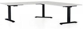 Výškově nastavitelný stůl OfficeTech Angle, 180 x 200 cm, černá podnož