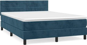 Box spring postel s matrací tmavě modrá 140x200 cm samet 3141309