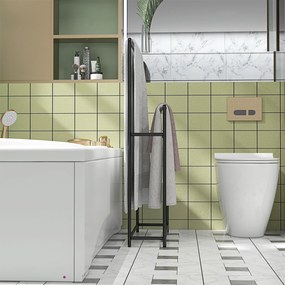 HOMCOM Věšák na ručníky, volně stojící věšák se 2 držáky na ručníky, věšák na ručníky do koupelny, kov, 66 x 20 x 110 cm, černý | Aosom