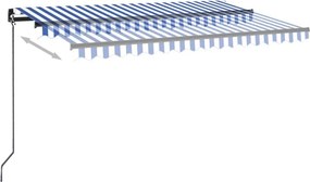 Ručně zatahovací markýza 400 x 350 cm modrobílá 3069176