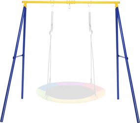 Costway Robustní kovová houpačka Rám zahradní houpačka A-frame modrá +