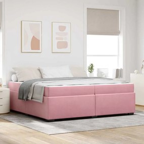Rám postele s matrací Růžová 200 x 200 cm textil 3399313
