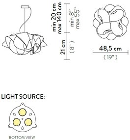 Slamp Fabula suspension prisma, designové závěsné svítidlo, 3x8W LED E27, prům. 48cm