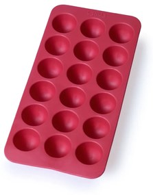 Červená silikonová forma na led Lékué Round, 18 kostek