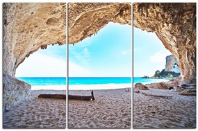 Obraz na plátně - Výhled na pláž z jeskyně 140B (105x70 cm)