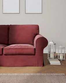 Potah na pohovku IKEA Ektorp 2-místná rozkládací  NOVÝ MODEL 2012 barva červená látka lesklé, sametová