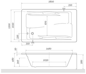 Roth AMORE obdélníková vana pro dvě osoby 180 x 120 cm 9720000