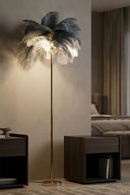 Stojací lampa Palm 160 cm šedá/zlatá