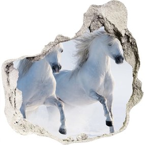 Wallmuralia Díra 3D fototapeta na stěnu Dva koně ve sněhu 75x75 cm