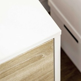 HOMCOM TV Stolek s Šuplíkem, 2 Dveřmi a Komorou pro Televize do 50 Palců, Dezén pro Obývací Pokoj a Ložnici 110x40x50 cm Bílý a Přírodní