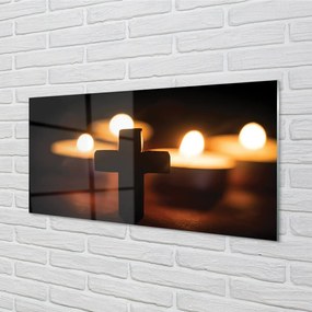 Obraz na skle kříž svíček 120x60 cm