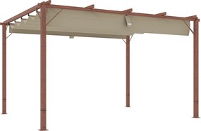 Outsunny Pergola přibližně 3x4m Zahradní altán s magnetickou podložkou, Hliníková terasa, Zahradní altán s nastavitelnou střechou, Samostatná, Ochrana