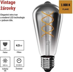 LED žárovka DECO SMOKED ST64 teplá bílá