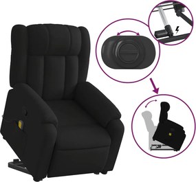 Zvedací masážní polohovací křeslo černé textil 3205330