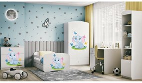 Dětská skříň Babydreams 90 cm slon s motýlky bílá