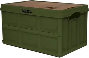 NILS Camp NCB4007 Skládací přepravka s dřevěným víkem 2v1 9L zelená