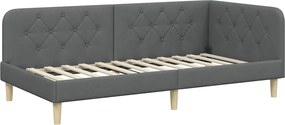 Rohový rám postele Tmavě šedá 100 x 200 cm textil 3394126