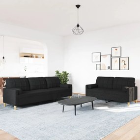 2dílná sedací souprava s polštáři černá textil 3278339