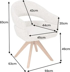 Designová otočná židle Yenibeth béžová / dub