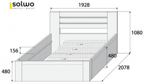 Masivní postel TANGO - Solwo Design Dřevo a odstín oleje: DUB Cink - Olej odstín DO206, Rozměr spací plochy: 140x200