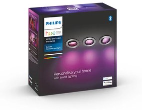 Philips HUE LED White and color Ambiance Centura zapuštěné bodové svítidlo 3-set GU10 3x5,7W 3x350lm 2200-6500K+RGB hliník stmívatelné BlueTooth Philips HUE inteligentní osvětlení