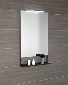 Sapho ERUPTA zrcadlo s LED osvětlením a policí 60x95cm, černá mat - II. Jakost