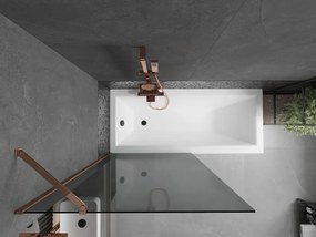 Mexen Next, vanová zástěna 1-křídlová 90 x 150 cm, fixní křídlo, 6 mm šedé sklo, růžové zlato profil, 895-090-000-00-40-60