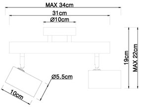 Globo 57913-2 - Bodové svítidlo HERTI 2xGU10/5W/230V dřevo/kov