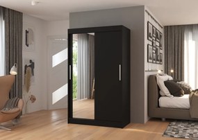 Šatní skříň s posuvnými dveřmi Bario - 120 cm Barva: Černá
