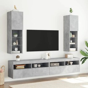 TV skříňky s LED osvětlením 2 ks betonově šedé 30,5x30x102 cm