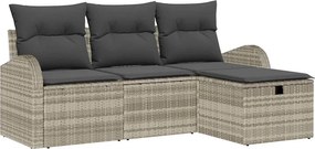 Set pohovek 4 ks Světle šedá polyratan 3359051