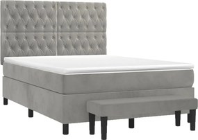 Box spring postel s matrací světle šedá 140x200 cm samet 3138025