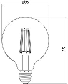 Mexen Vintis, LED žárovka E27, G95, 10W, Neutrální - 4000K, 1320 lm, čirá - L157-E27-1040-00