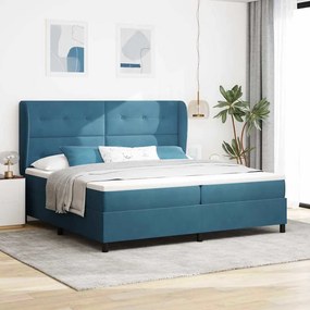 Postel s boxspringem s čelo Tmavě modrá 200 x 200 cm samet 3340950