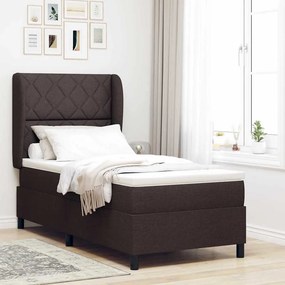 Postel s boxspringem s čelo Tmavě hnědá 90 x 190 cm textil 3340602