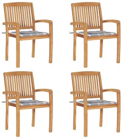 Stohovatelné zahradní židle s poduškami 4 ks masivní teak 3073224