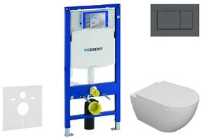 Geberit Duofix - Set předstěnové instalace, klozetu Oudee a sedátka softclose, tlačítko Sigma30, matná černá/černá SANI11CA5100