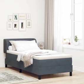 Postel s boxspringem s čelo Tmavě šedá 90 x 190 cm samet 3340311