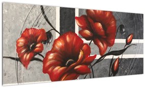 Abstraktní obraz květin (100x40cm)
