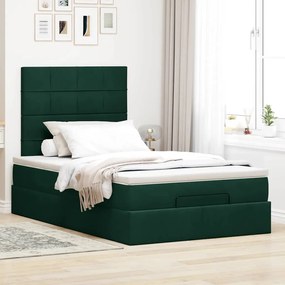 Osmanský rám postele s matracemi tmavě zelené 120x190 cm samet 3314309