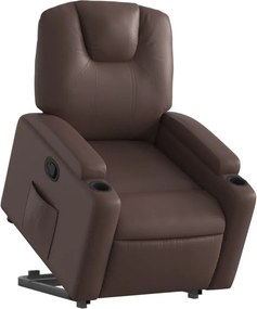 Zvedací polohovací křeslo hnědé umělá kůže 3204432