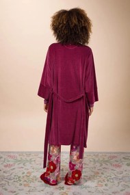 Pip Studio Naomi Kimono Velvet Little Sumo Stripe, červeno-růžové (Bavlněné sametové kimono)