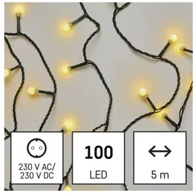 Vánoční řetěz kuličky EMOS D5GW02 ZYK0205 100LED 5m teplá bílá