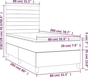 vidaXL Box spring postel s matrací 80 x 200 cm textil [3141814] Barva: Tmavě šedá