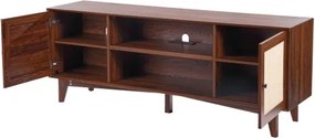 Ratan-TV-Ständer 191 cm Fernseher Boho-TV-Schrank Fernsehschrank Walnuss