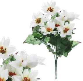 Autronic Puget vánočních růží,poinsécek bílých (7 hlav). Květina umělá. UK-0031