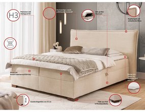 Béžová boxspring postel s úložným prostorem 200x200 cm Lysa – Ropez